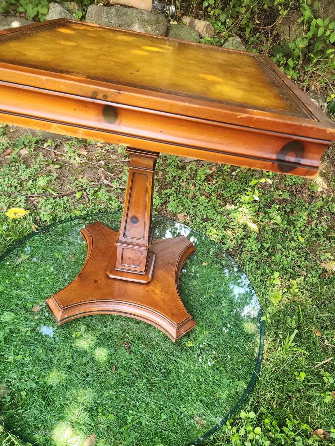 Vintage Game Card Table American Neoclassical Pedestal Side Table Game ...
