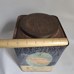 12 Inch Tin Canister Antique by B. HELLER & CO. CHICAGO, Illinois Snow ...