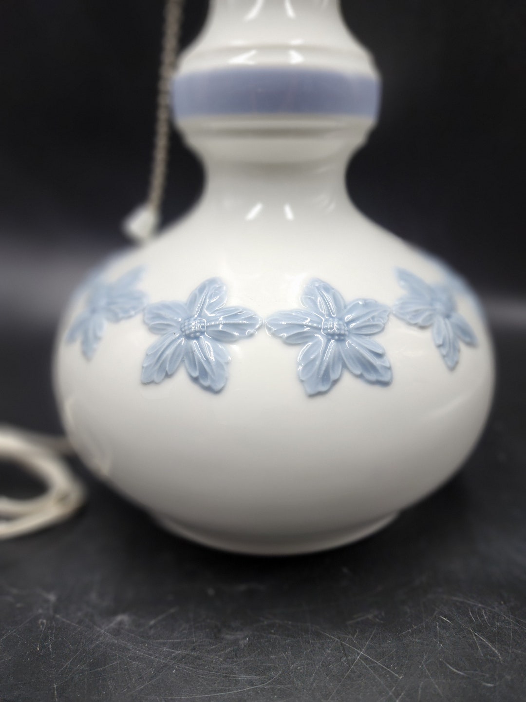 Vintage Lladro Table Lamps Ceramic a 13" Inch High 7 Inch Dia Gray Blue ...