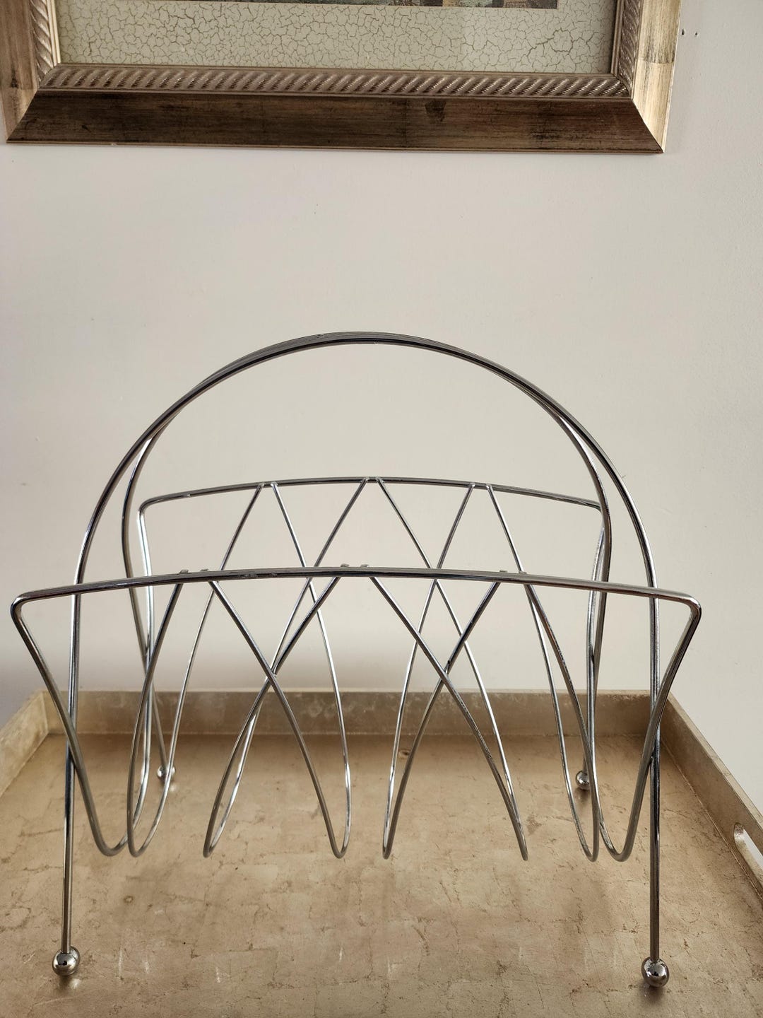 Mid Century Modern Magazine Rack Curved Metal 18 Magazine Rack Holder ...