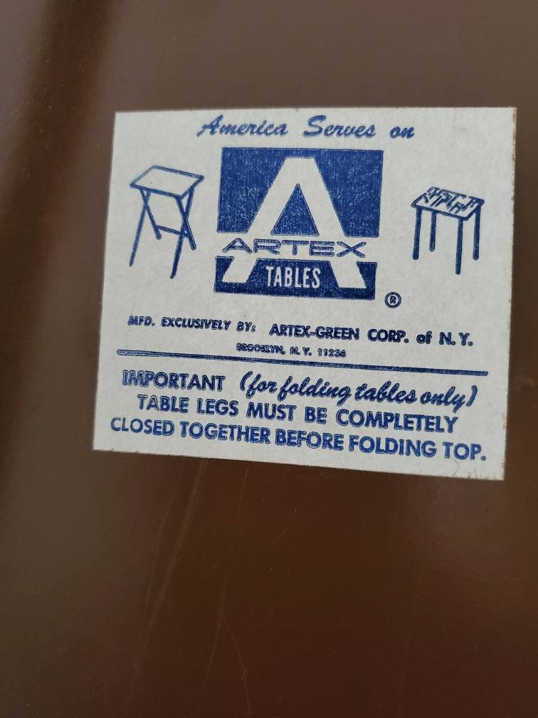 Mid-century Modern Artex Green Corp NY TV Tray Folding Table Plastic ...