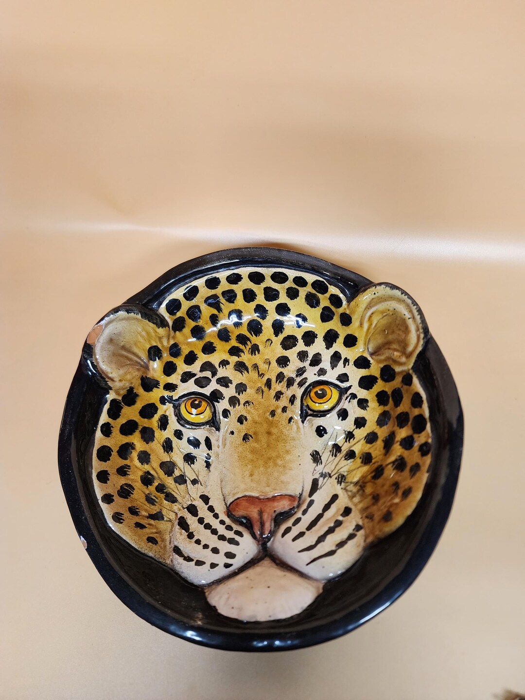 Vintage Italian Pottery Cheetah Bowl 9.5in Square 2.5in Tall Terracotta ...