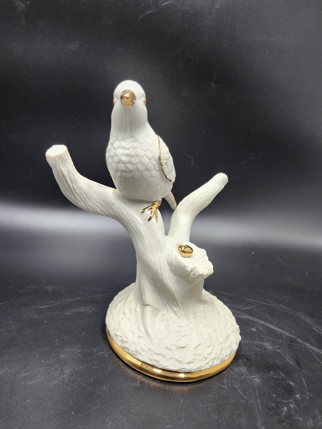 FF Fitz and Floyd Cream and Gold Dove Figure Golden Egg Tree Trunk 7 ...