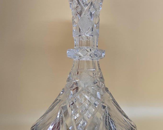 American Brilliant Period Cut Glass Corset Vase Possibly by Johnson ...