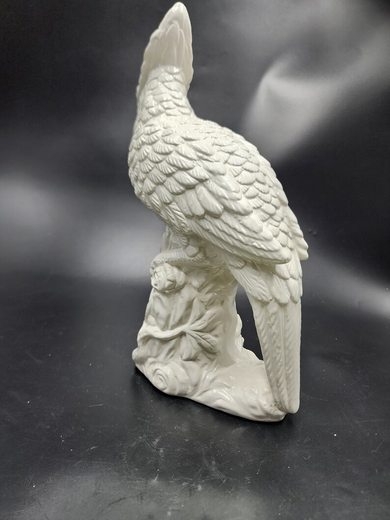 Vintage Cockatoo Bird Figurine Sculpture 14"hx8"d X 5"w Cream Ceramic ...