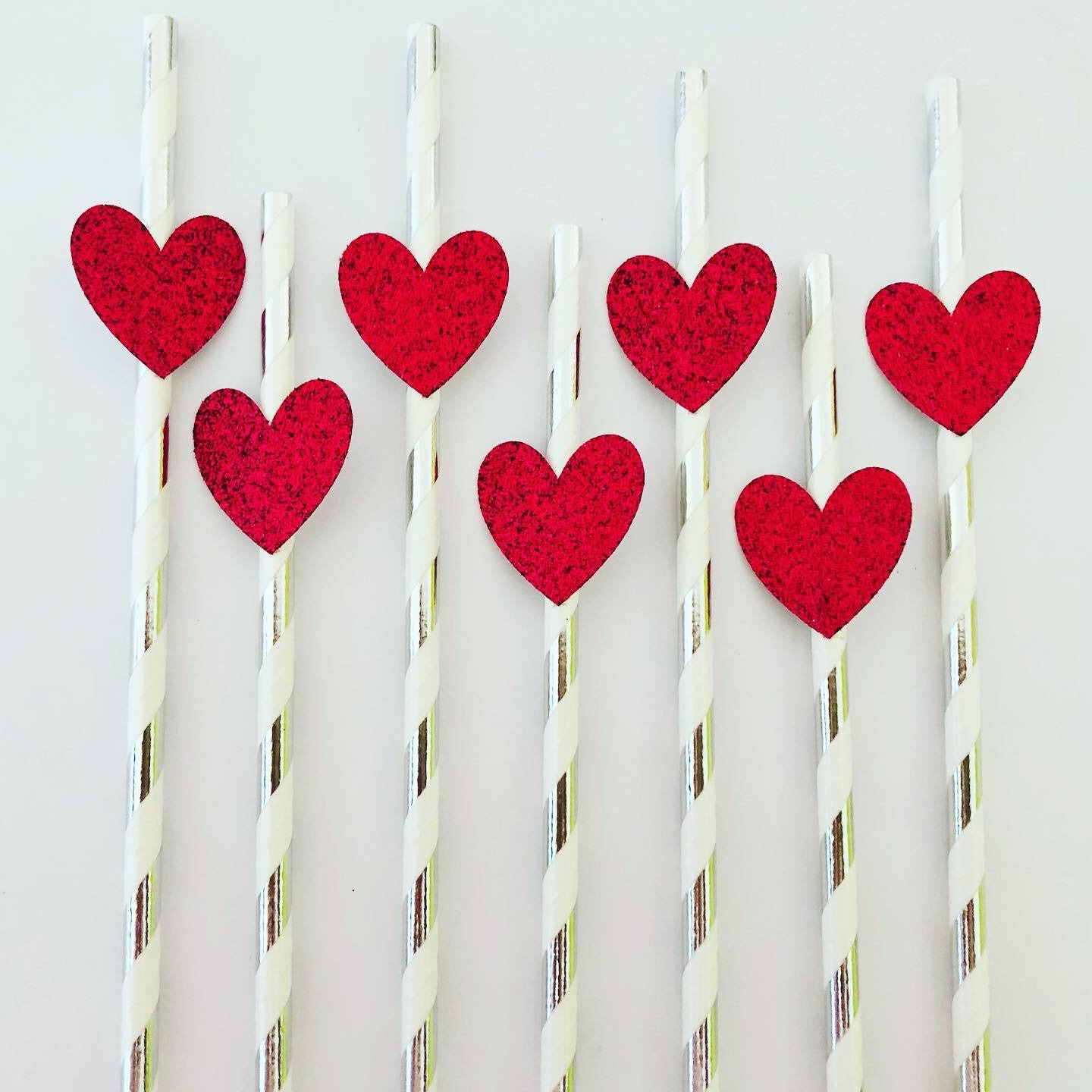 Glitter Heart Paper Straws Set of 12 - Etsy UK