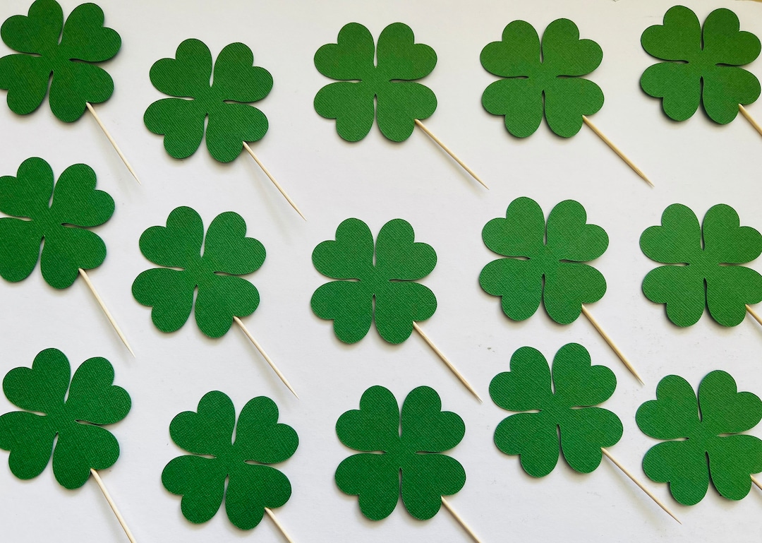 Shamrock Cupcake Toppers, St Patricks Day, Four Leaf Clover ...