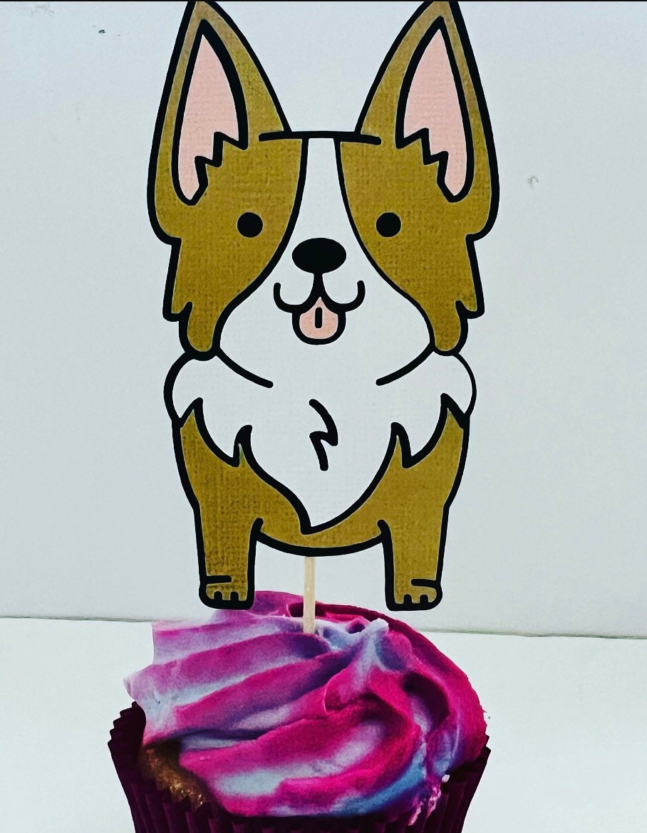 Corgi Cupcake Toppers, Corgi Toppers, Corgi Birthday, Party, Birthday ...