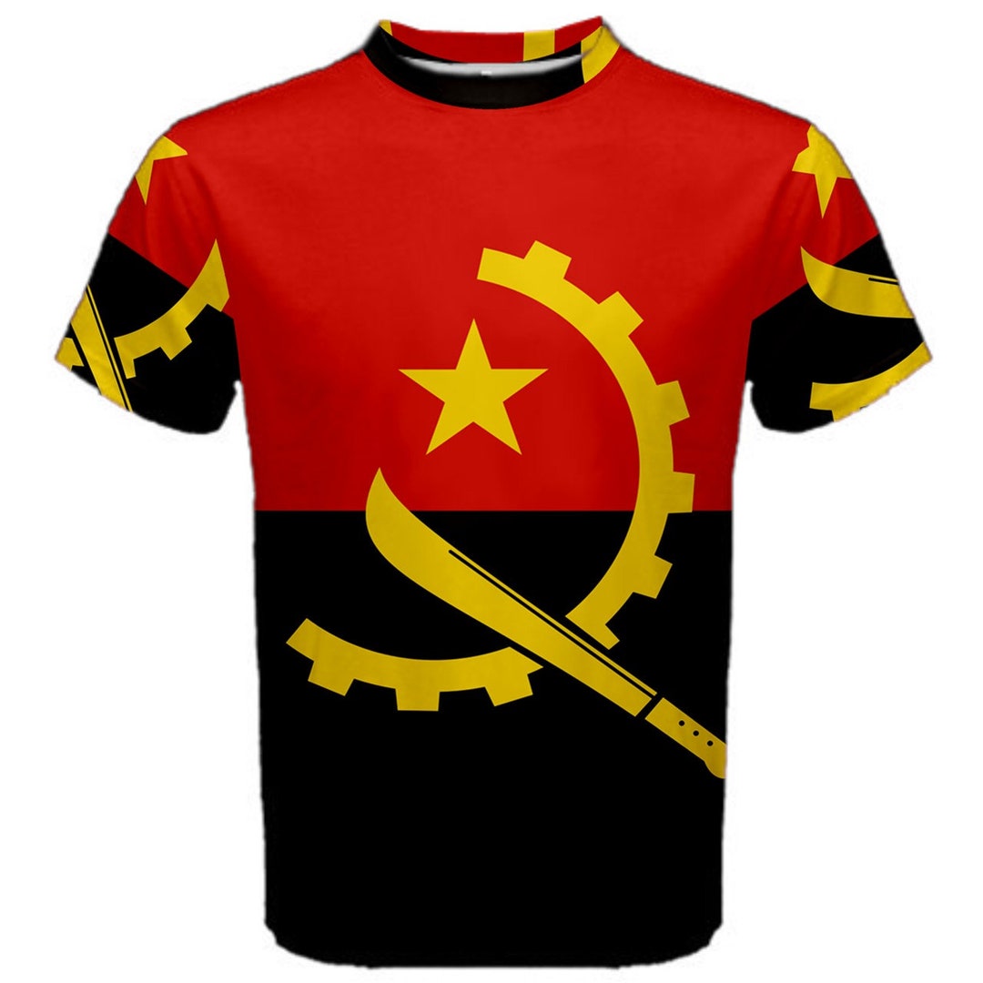 New Angola Flag Sublimated Men's Sport Full Print Mesh T-shirt Tee Size ...