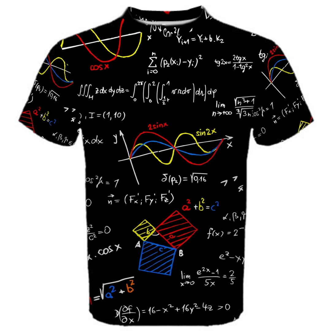 New Math Mathematics Formula Sublimated Men's Sport Full Print Mesh T ...