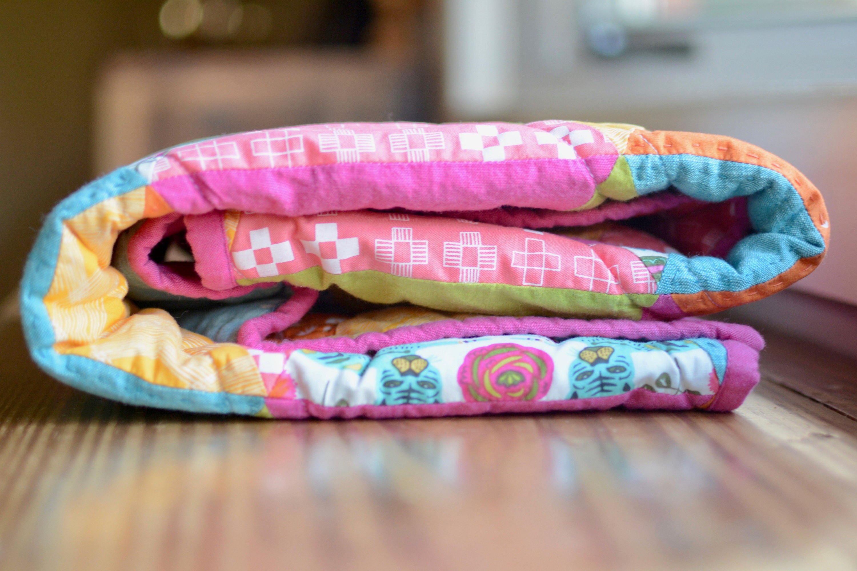 Baby Quilt Bright triangle baby quilt Handmade Baby Quilt | Etsy