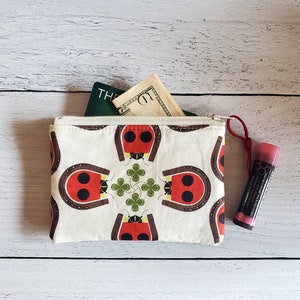 Lucky Ladybug Zipper Pouch, Cork Zippered Pouch, Cosmetic Bag Set, Coin ...