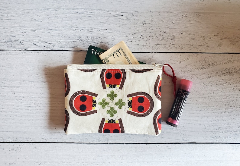Lucky Ladybug Zipper Pouch, Cork Zippered Pouch, Cosmetic Bag Set, Coin ...
