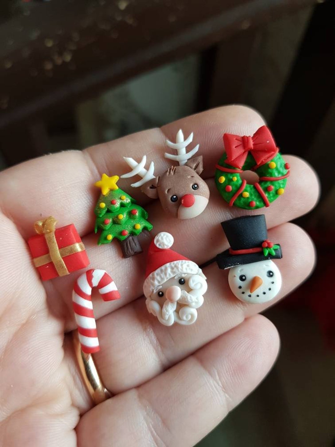 Christmas Studs Set Fimo Clay Polymer Clay Cute Kawaii Santa - Etsy