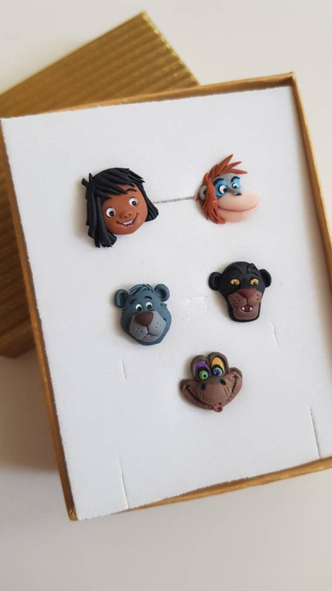 Jungle Book Set Studs King Louis Bagheera Baloo Kaa Fimo Earrings Studs ...