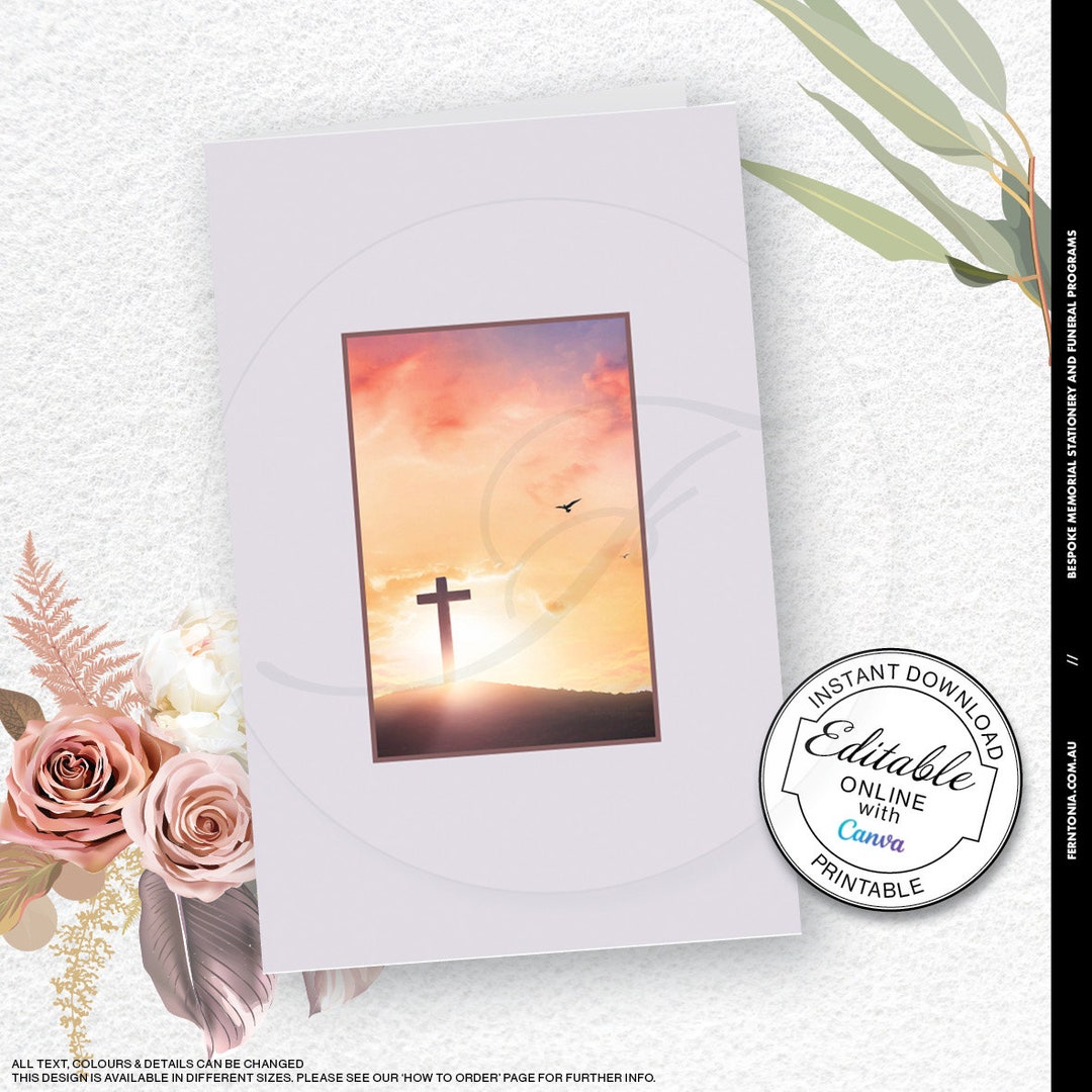 Editable, Christian, Faith, Funeral Card, Memorial, Order of Service ...
