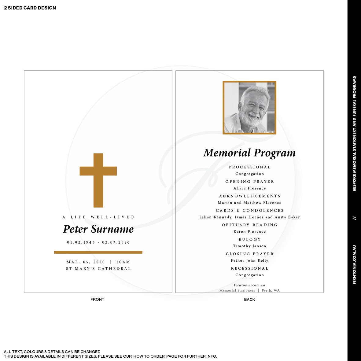 Editable, Cross, Funeral Program, Memorial Keepsake, Order of Service ...