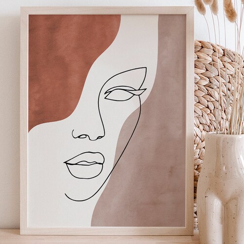 Wall Décor Neutral line portrait drawing Home Décor etna.com.pe