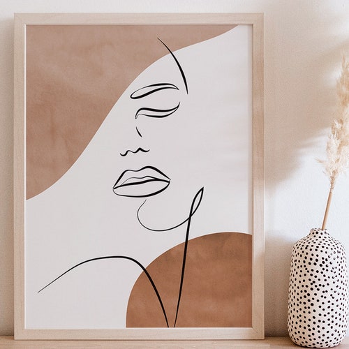 Abstract Line Face Line Art Woman Neutral Colors Wall Art - Etsy