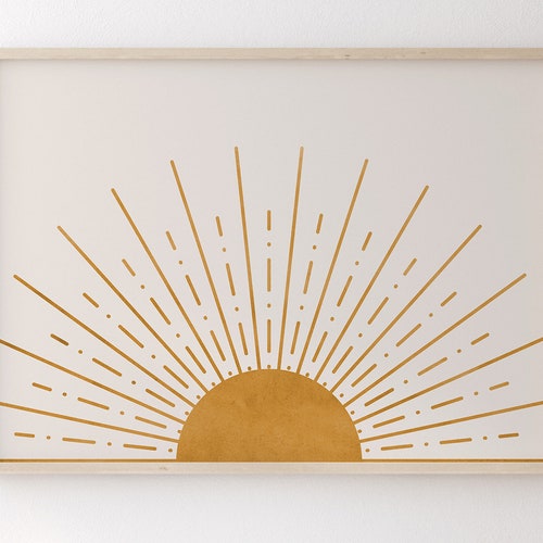 Mid Century Modern Sun Print Printable Geometric Sun Art - Etsy