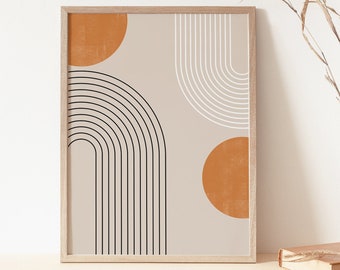 Geometric Rainbow Printable Art Mid Century Modern Wall Art | Etsy