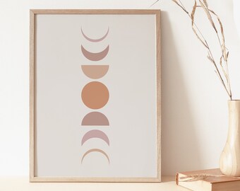 Moon Phases Art Print Boho Decor La Luna Mid Century Modern | Etsy