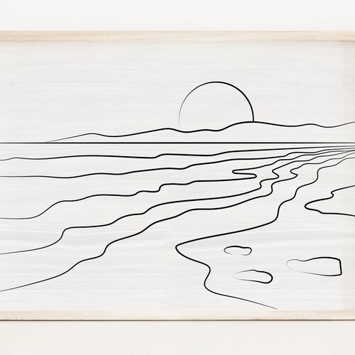 Abstract Beach Sunset Printable Art Wall Decor Line Art | Etsy