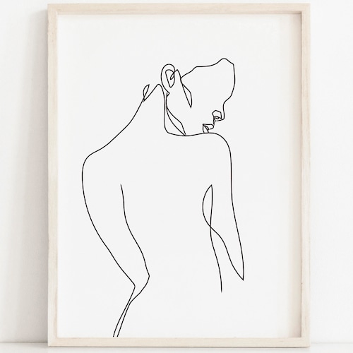 Woman Back Line Drawing Printable Wall Art Minimalist Art - Etsy