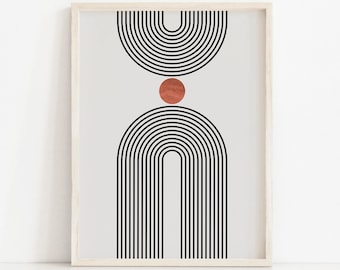 Geometric Rainbow Printable Art Mid Century Modern Wall Art | Etsy