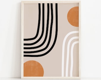 Geometric Rainbow Printable Art Mid Century Modern Wall Art | Etsy