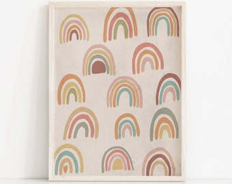 Boho Rainbow Print Retro Rainbow Vintage 70s Poster | Etsy