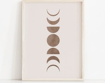 Moon Phases Art Print Boho Decor La Luna Mid Century Modern | Etsy