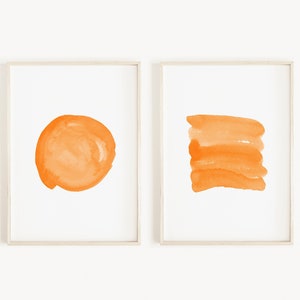 Watercolor Printable Wall Art Set of 2, Orange Abstract Art Print ...