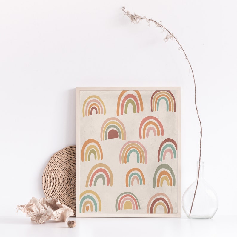 Retro Rainbow Print Boho Rainbow Wall Decor Vintage 70s | Etsy