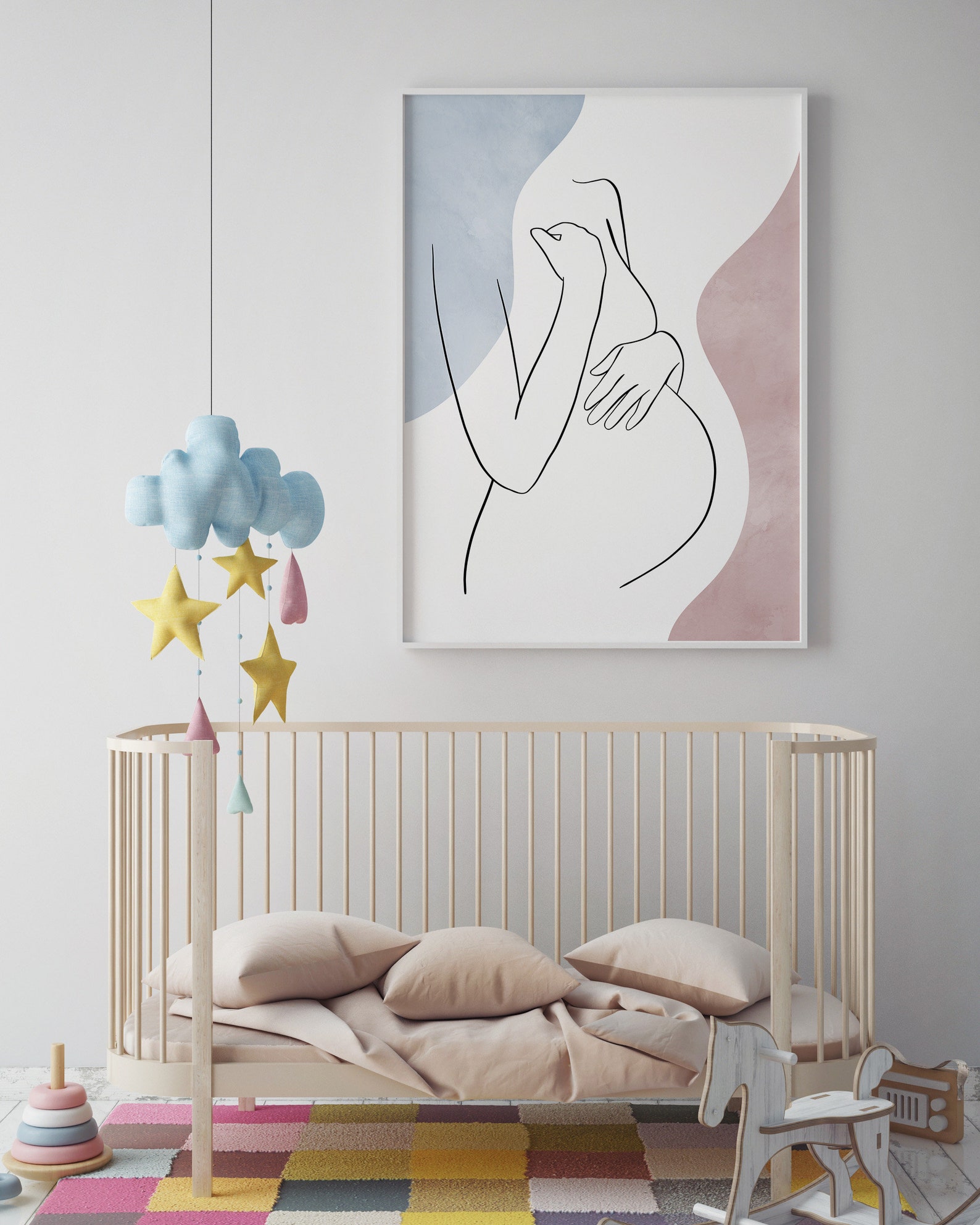 Pregnant Woman Art Gender Reveal Decoration Mother's Day - Etsy