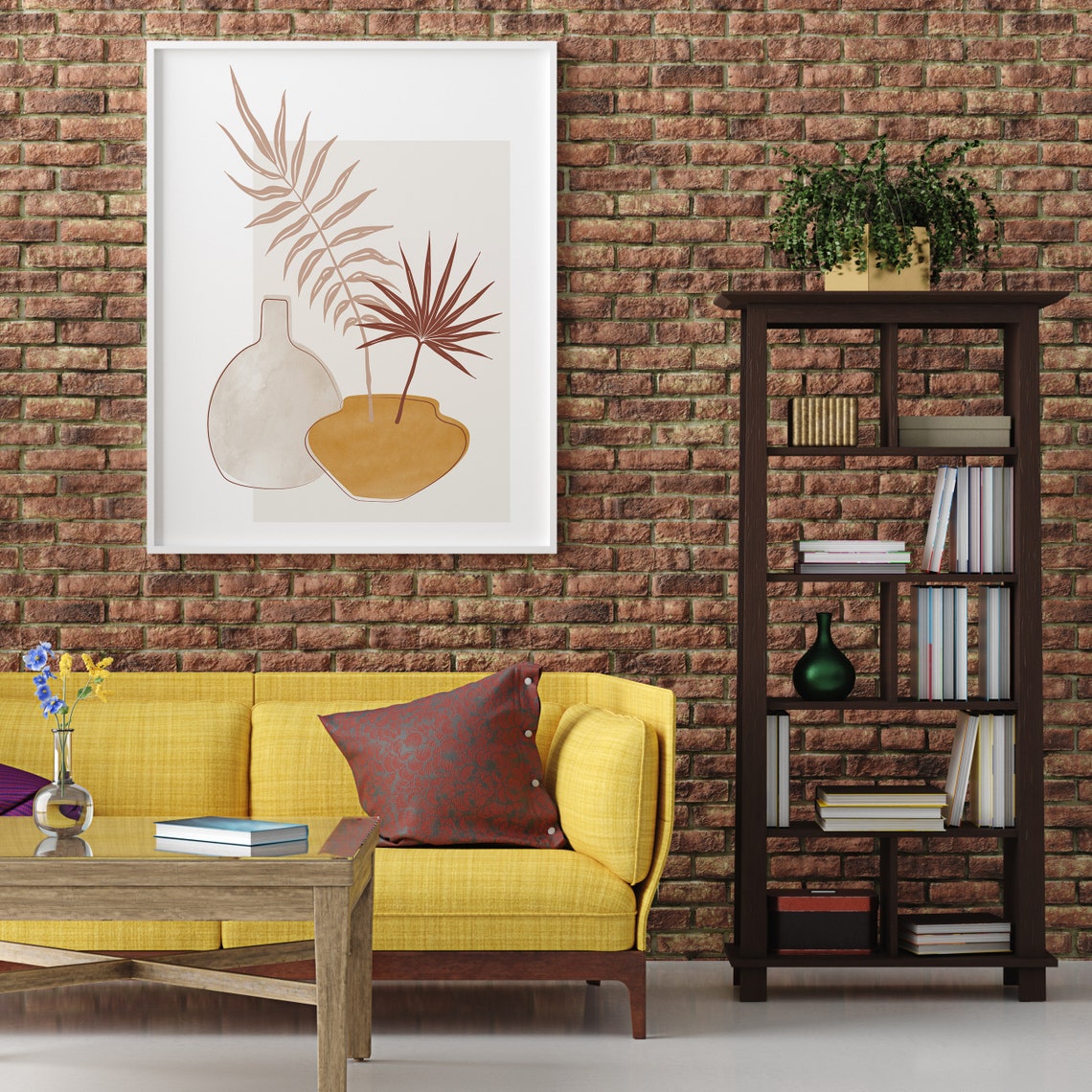 Minimalist Botanical Printable Art Abstract Plants & Pots - Etsy