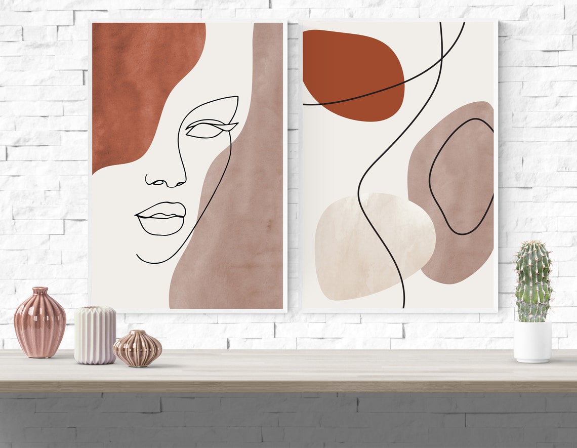 Line Art Woman Printable Wall Decor Set of 2 Prints Line Art | Etsy