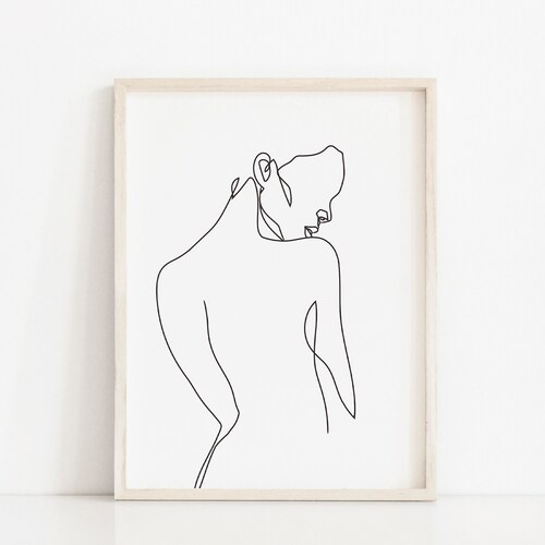 Woman Back Line Drawing Printable Wall Art Minimalist Art - Etsy