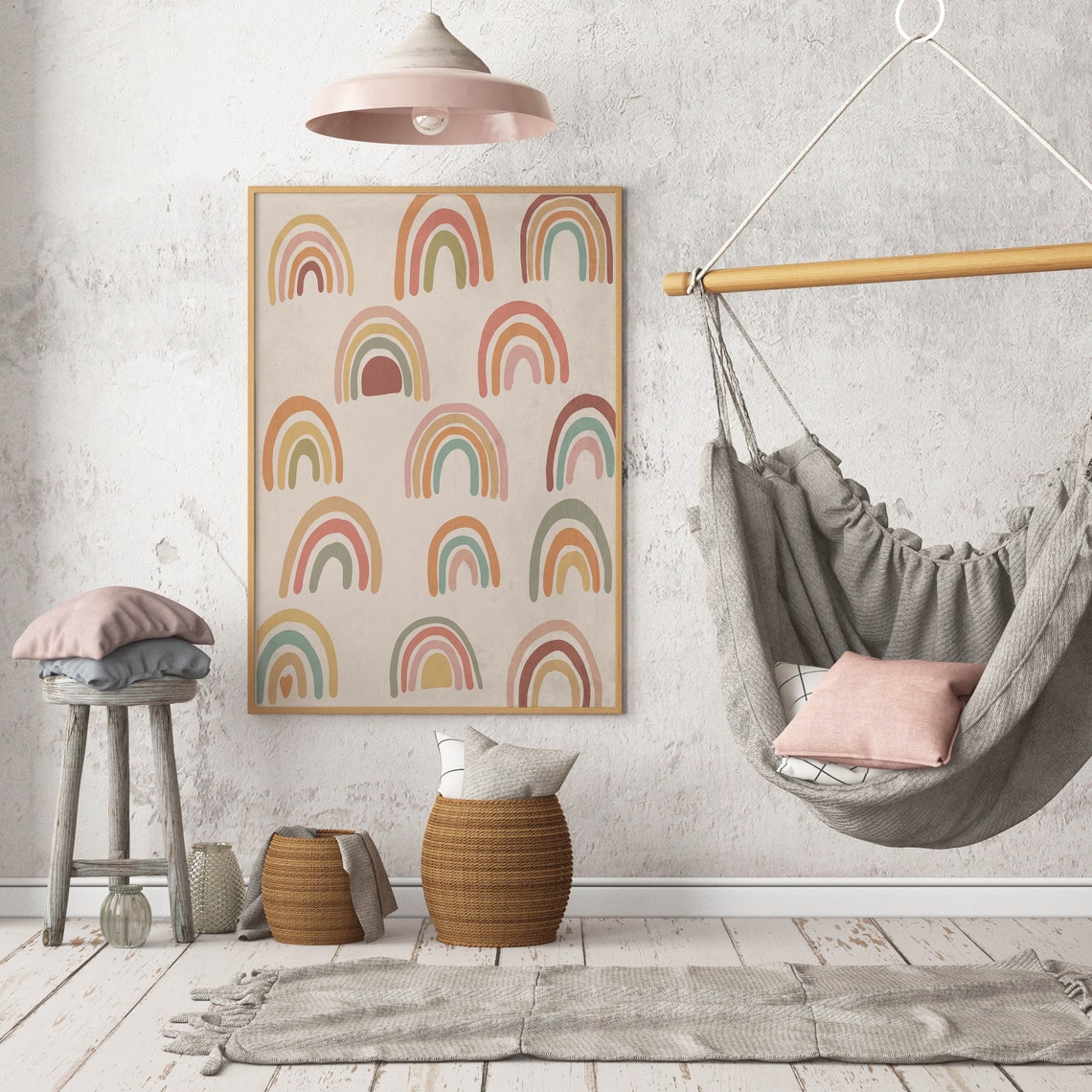 Retro Rainbow Print Boho Rainbow Wall Decor Vintage 70s | Etsy