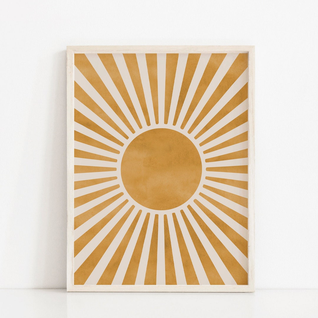 Sunburst Printable Wall Art, Boho Sun Wall Decor, Abstract Sun Poster ...