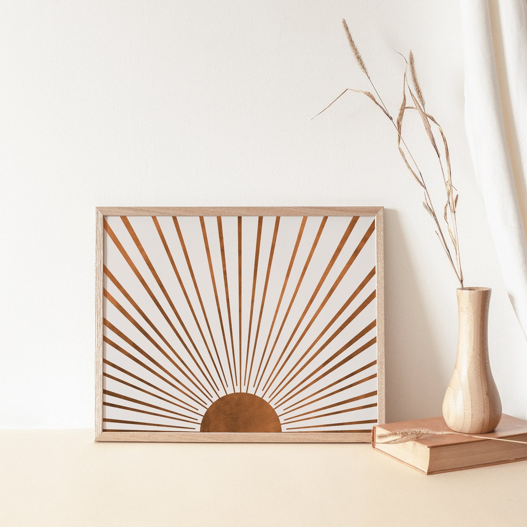 Mid Century Modern Sun Art Print: Burnt Yellow Sunset (digital Download ...