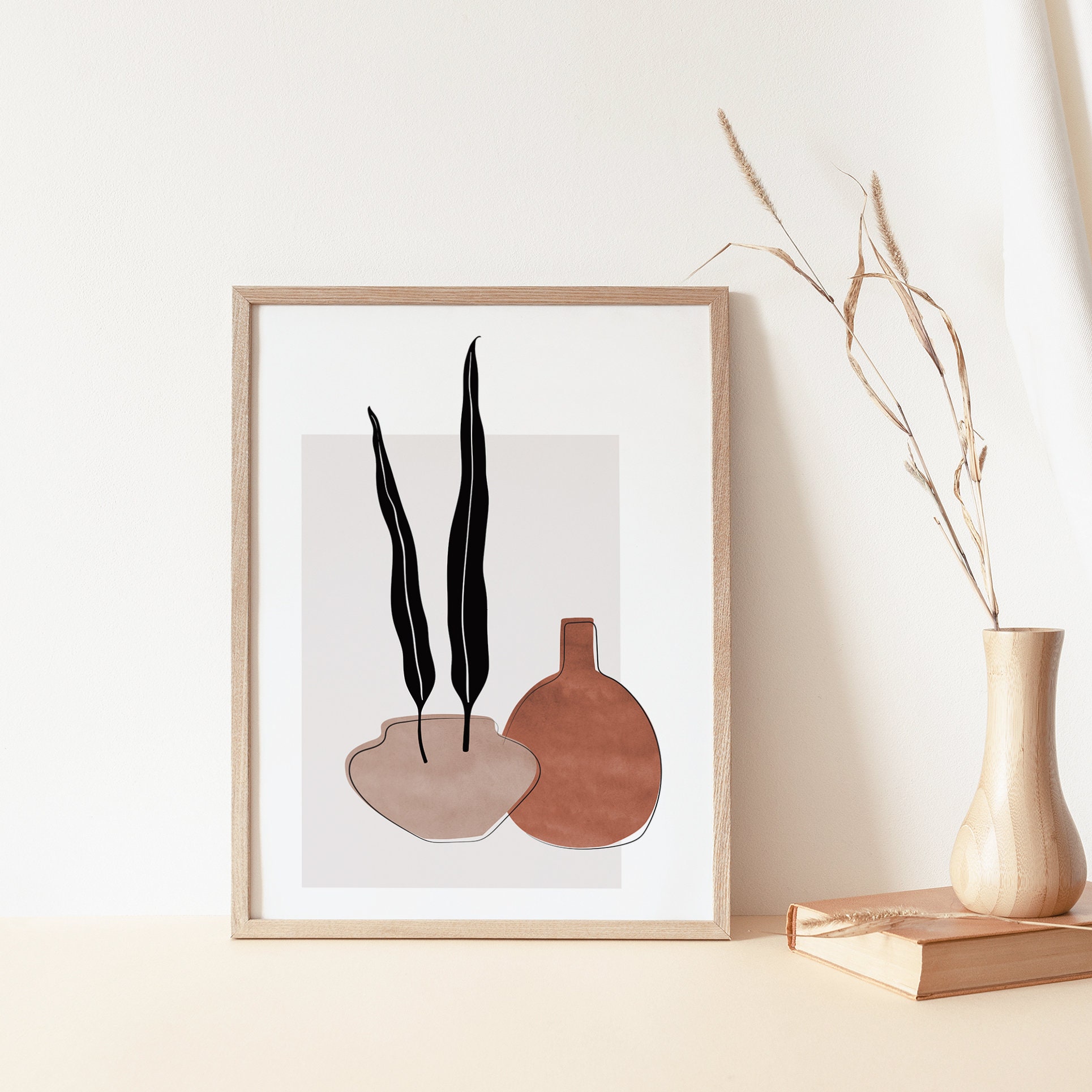 Minimalist Botanical Printable Art Abstract Plants & Pots - Etsy
