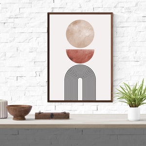 Geometric Rainbow Printable Art, Mid Century Modern Wall Art ...