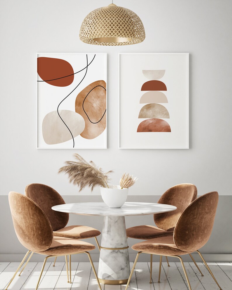Mid Century Modern Neutral Colors Printable Wall Decor Set of | Etsy