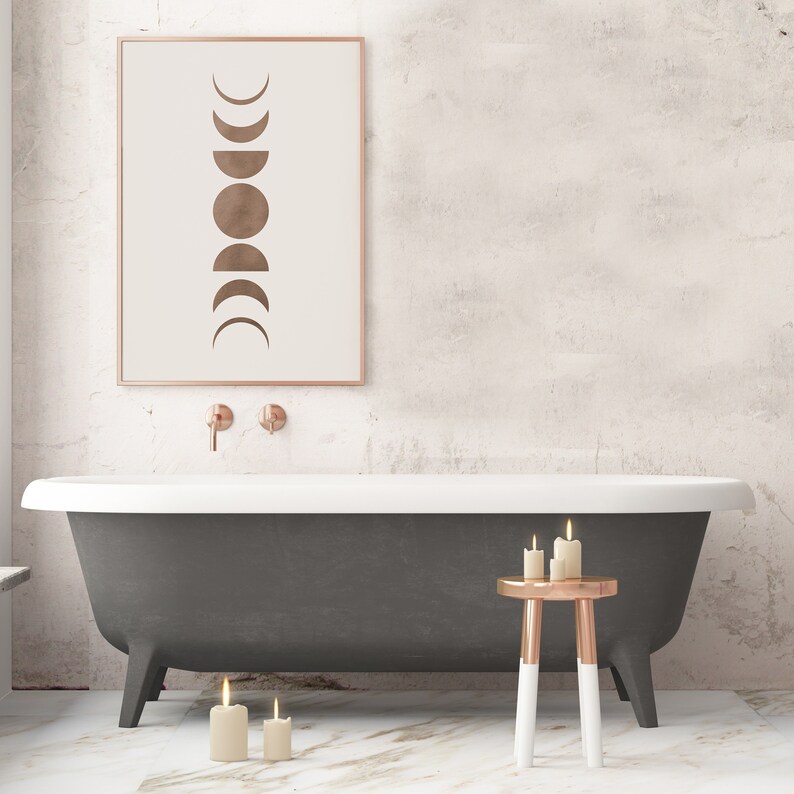 Moon Phases Art Print Boho Decor La Luna Mid Century Modern - Etsy