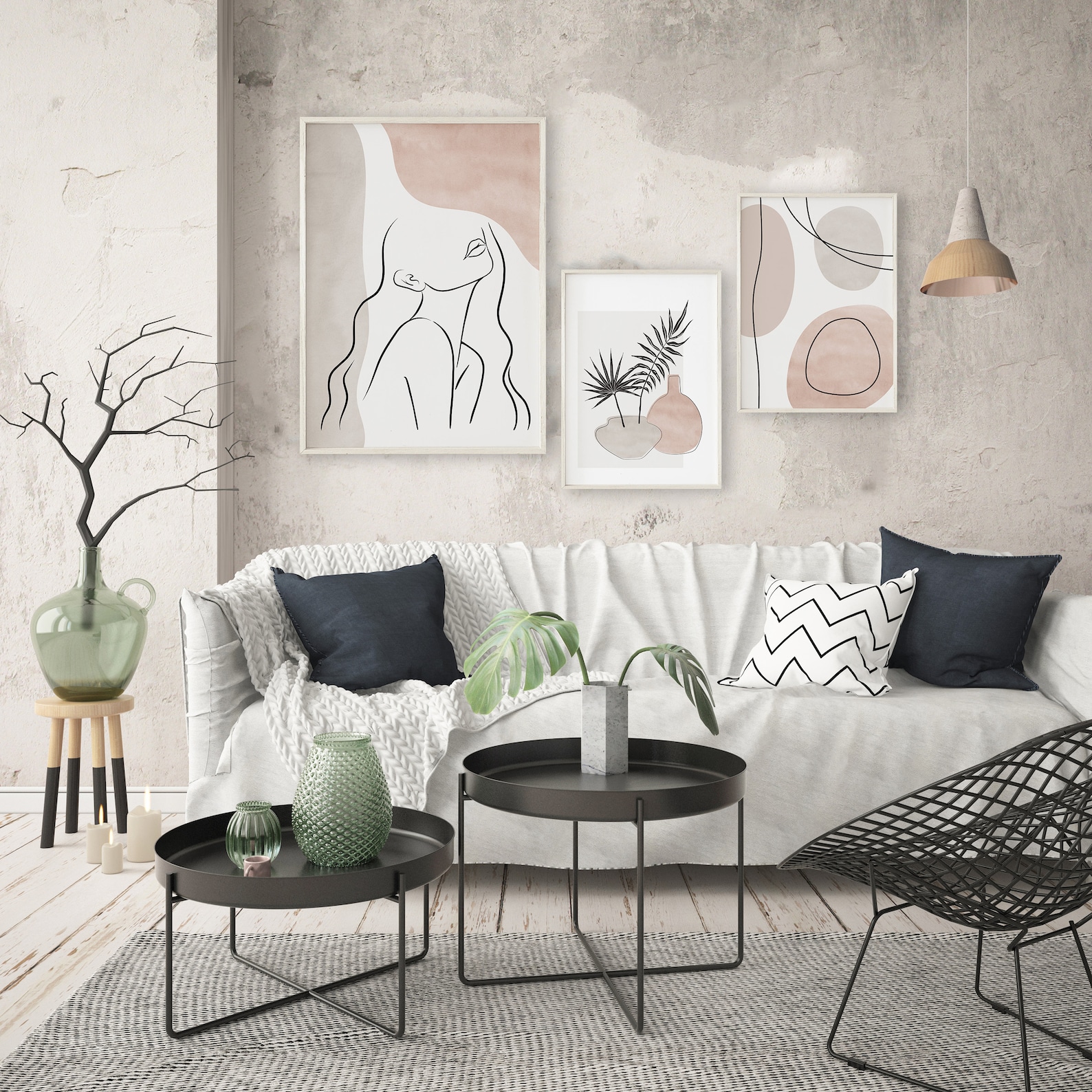 Line Art Mid Century Modern Gallery Wall Set of 3 Woman Line - Etsy