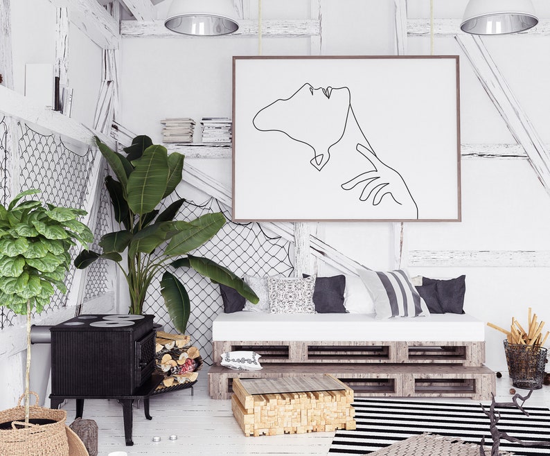 Line Art Woman Printable Wall Decor Line Art Face Boho Wall - Etsy