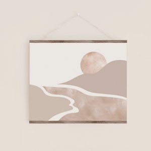 Abstract Sunset Mountains Art Print Boho Decor, Mid Century Modern ...