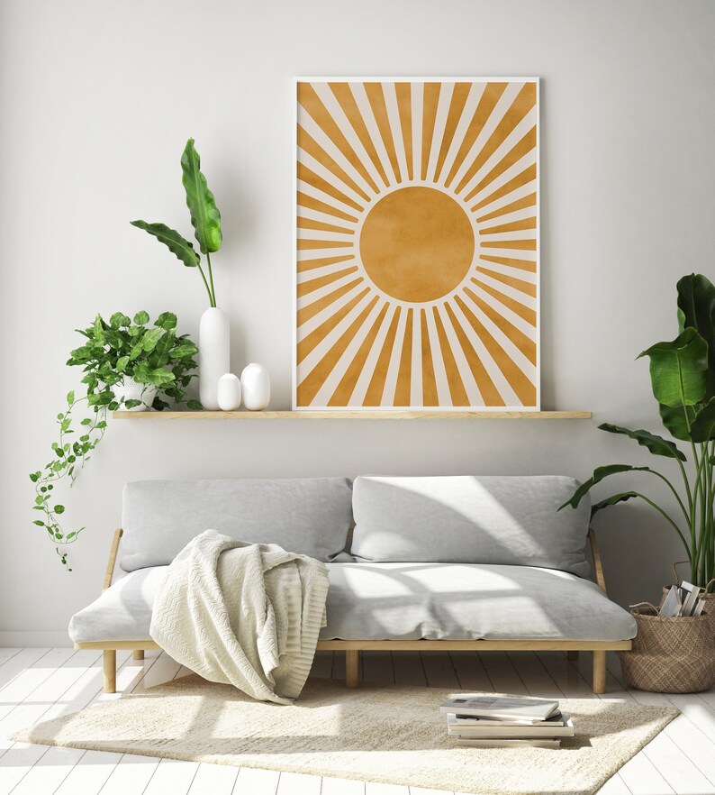 Sunburst Printable Wall Art Boho Sun Wall Decor Abstract Sun - Etsy