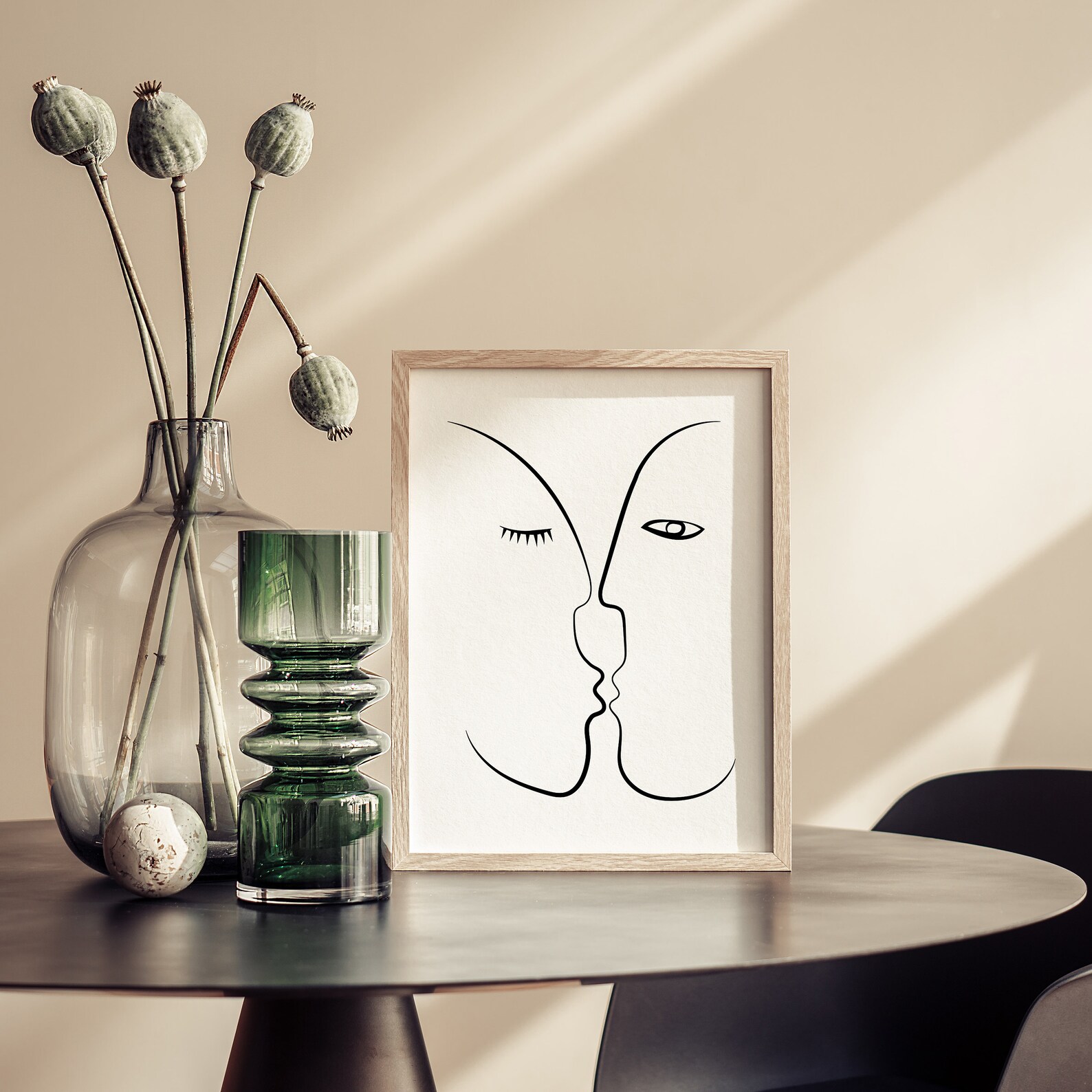 Abstract Line Art Kiss Couple Kiss Line Art Minimalist - Etsy